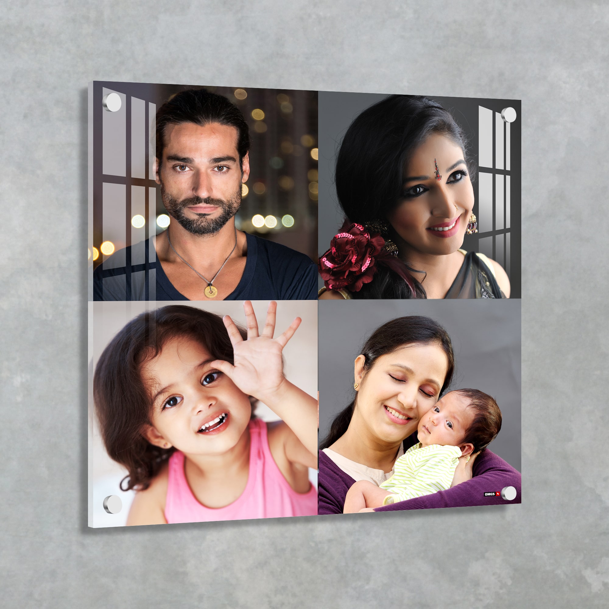 4 Pics Acrylic Square Wall Photo Frame – OMGs